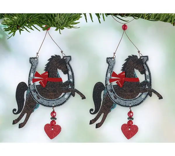 SUNSET VISTA DESIGNS Derby The Horse Ornament Set Of 2