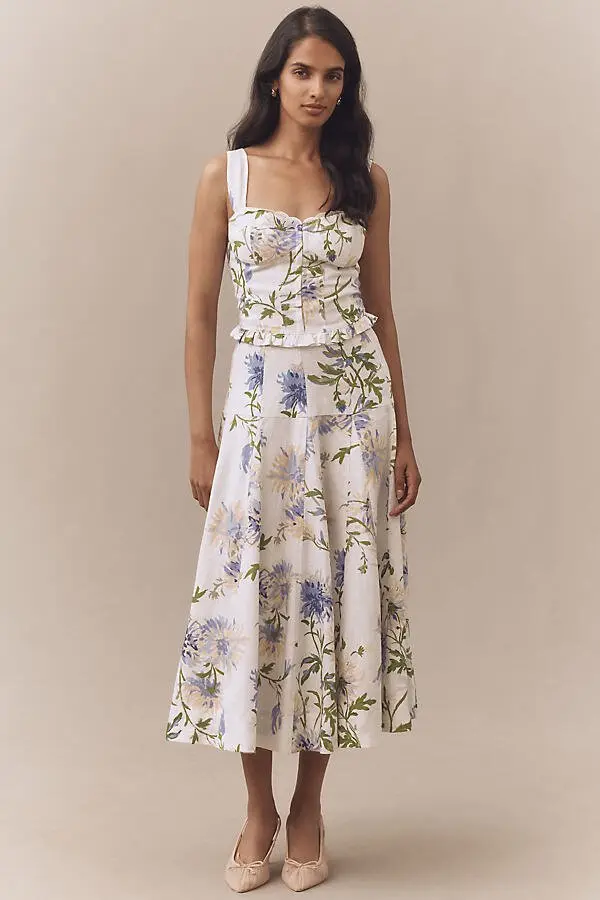 REFORMATION Anatolia Corset Tank And A-line Midi Skirt Set