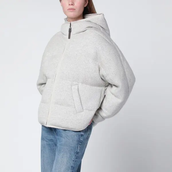 Brunello Cucinelli Cashmere Knit Down Jacket - Grey