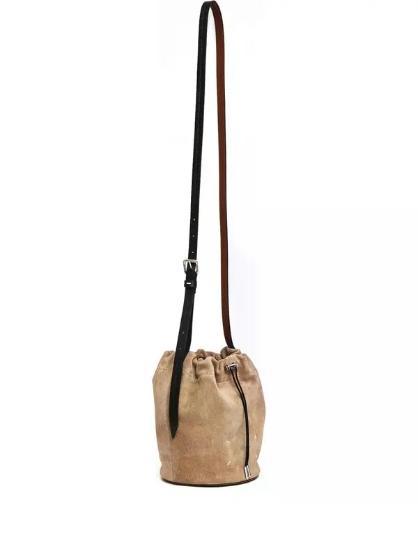 MAISON MARGIELA Drawstring-fastening Suede Bucket Bag - Neutrals