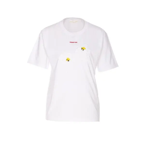 SHUSHU TONG Hand Sewn Flower T-shirt