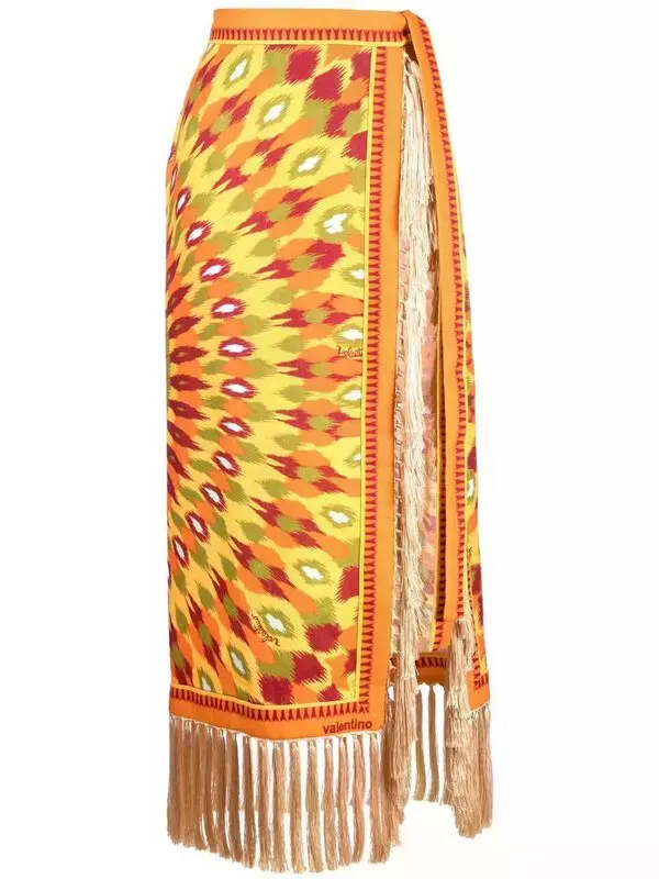 Valentino Garavani Printed Linen Wrap Skirt