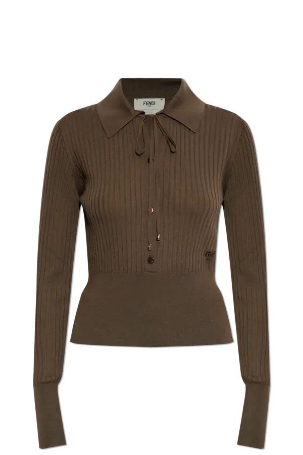 Fendi Long-sleeve Polo Sweater