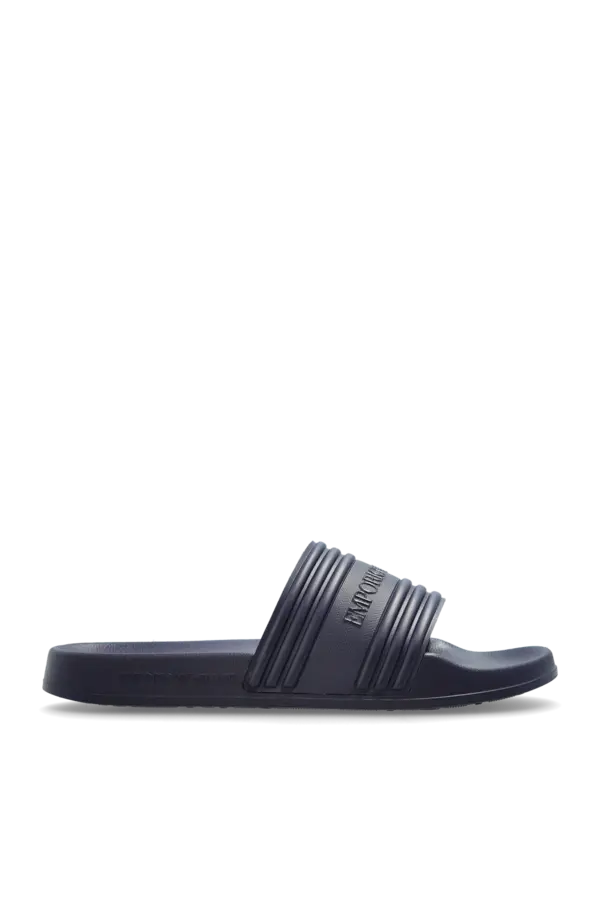 Emporio Armani Logo Slides - Navy Blue