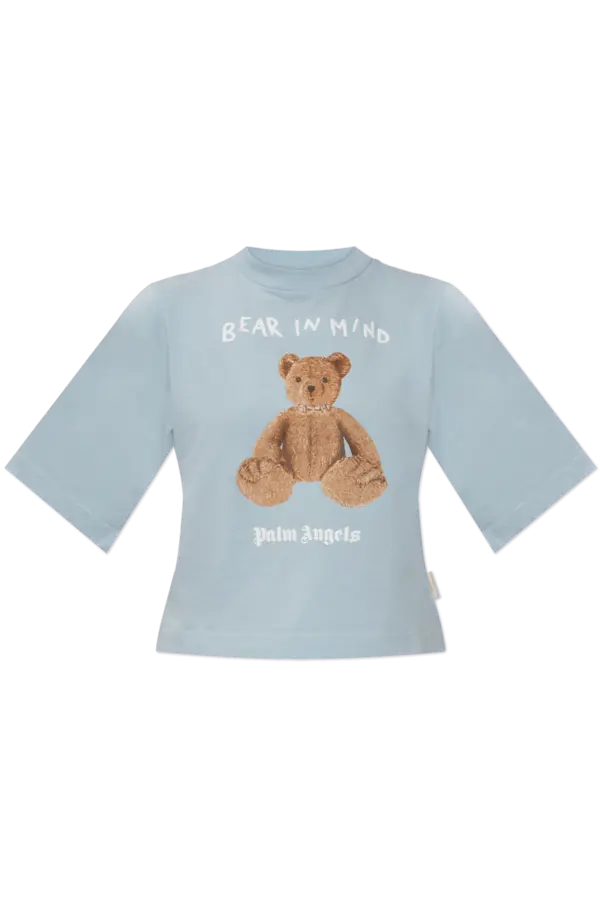 Palm Angels T-shirt With Print - Light Blue