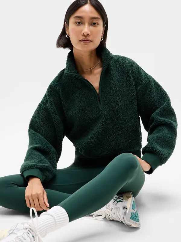 Athleta Relaxed Fit Boucle Fleece Sweatshirt - Pine