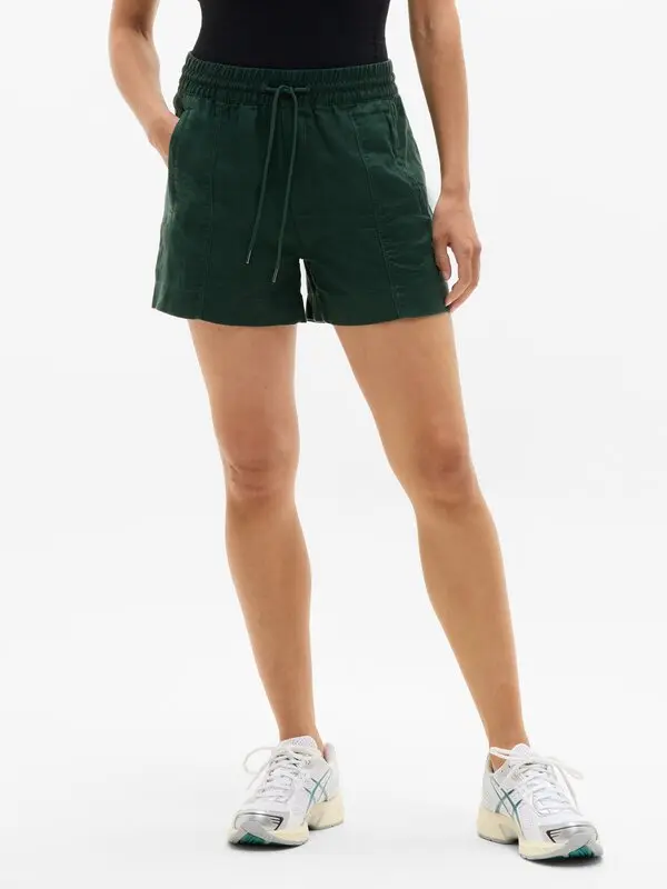 Athleta Linen Mid-rise 4" Shorts - Pine