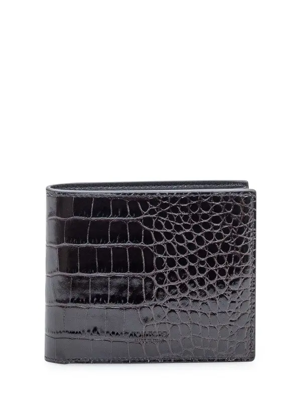 TOM FORD Black Coconut Effect Leather Wallet - Brown