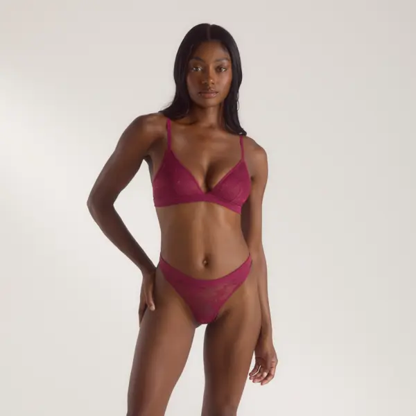 Lounge Lace Triangle Bralette - Maroon