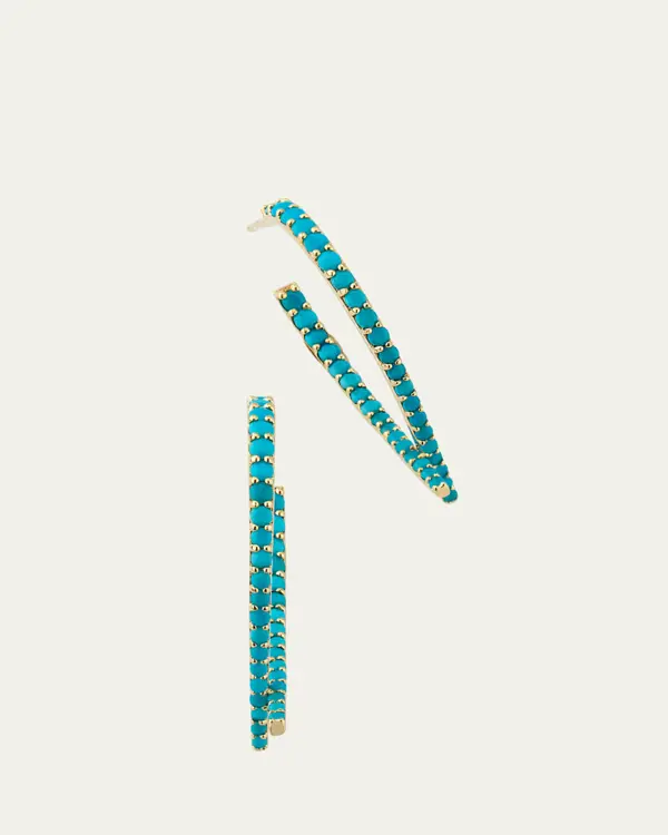 Lana Jewelry Small Turquoise Upside Down Hoop Earrings