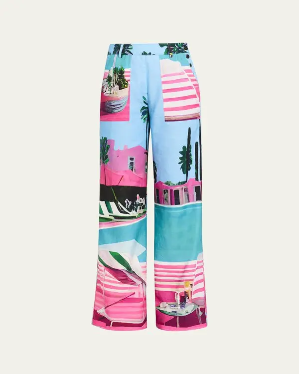 Libertine Poolside Print Straight-leg Pants