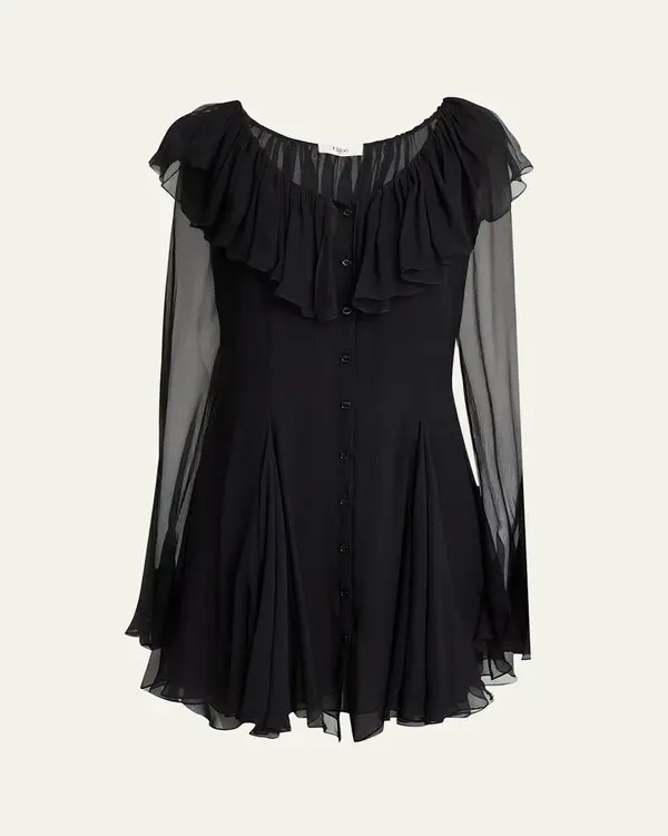 Chloé Ruffle Long-sleeve Mini Dress