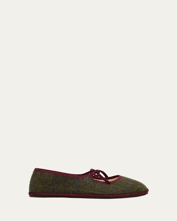 VIBI VENEZIA Brigitte Wool-blend Tweed Mary Jane Flats - Bordeaux