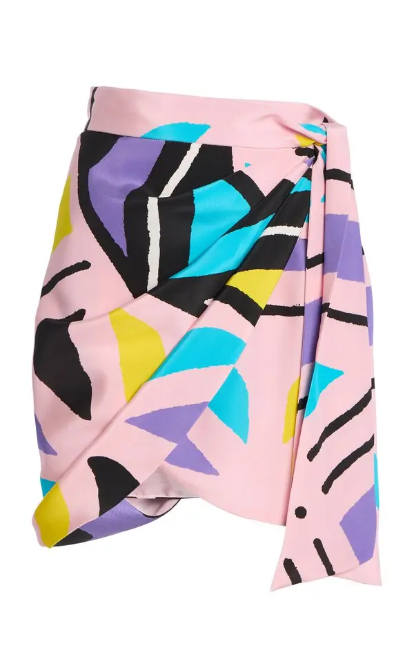 SERGIO HUDSON Printed Silk Wrap Skirt