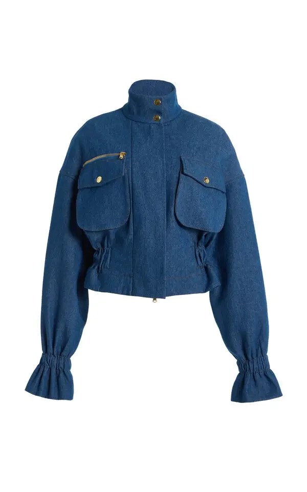 SERGIO HUDSON Cropped Denim Utility Jacket