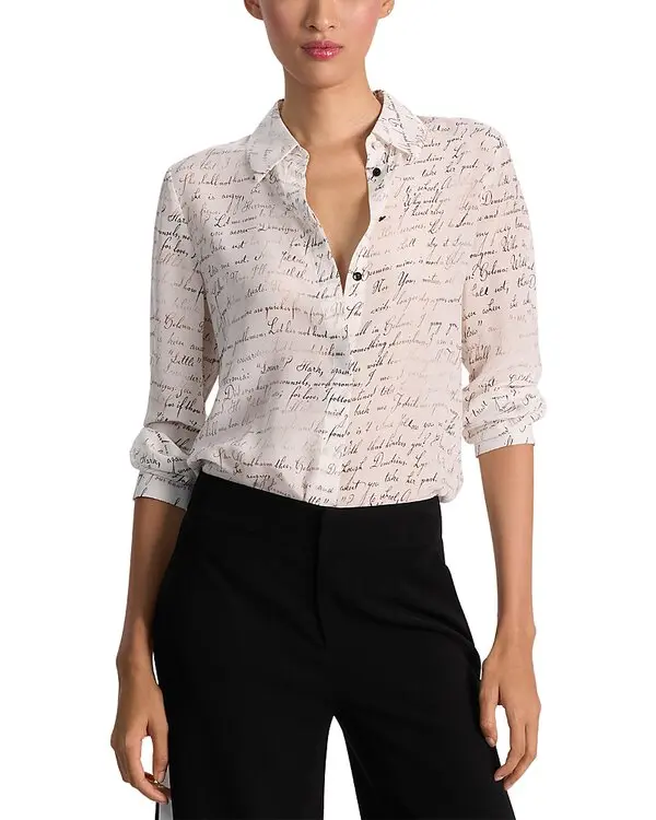 Alice + Olivia Willa Silk Blouse - Shakespeares Vanilla
