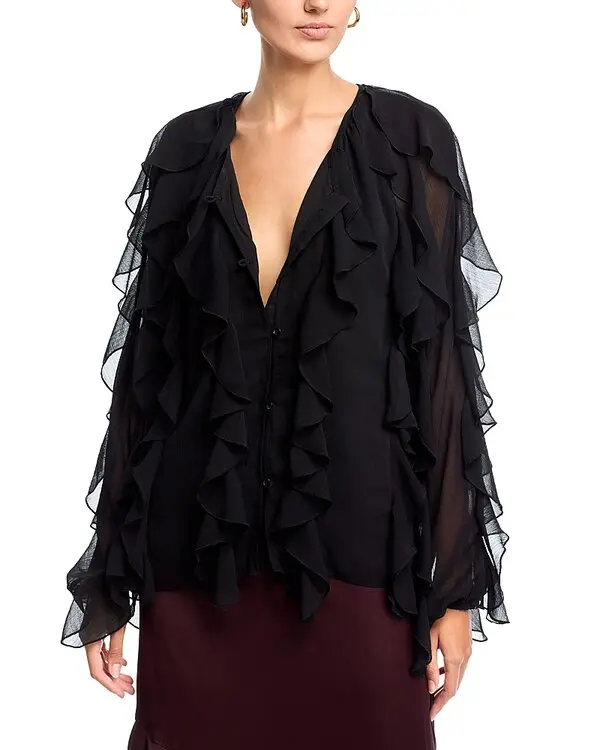 AREA STARS Flyn Ruffle Blouse - Black