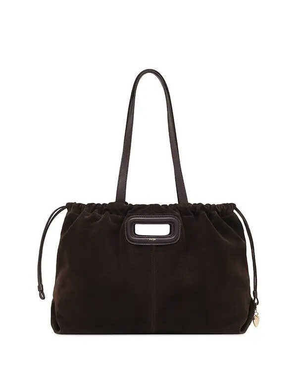 Maje Suede M Tote - Dark Brown