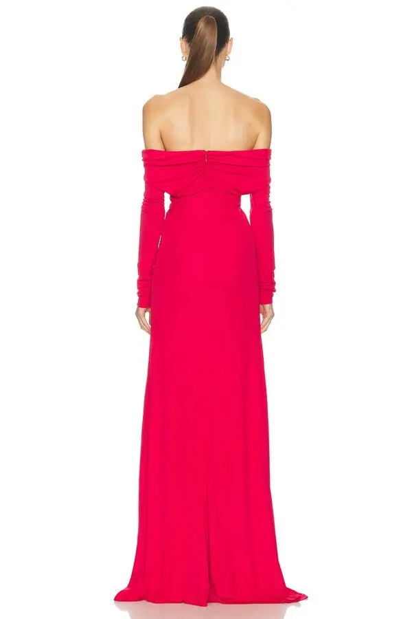 Christopher Esber Arced Palm Strapless Shawl Gown