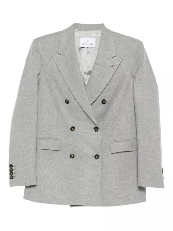 MANUEL RITZ Flannel Double-breasted Blazer - Grey