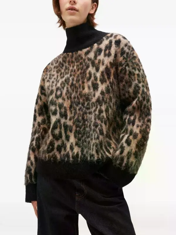 GANNI Open-back Leopard-print Sweater