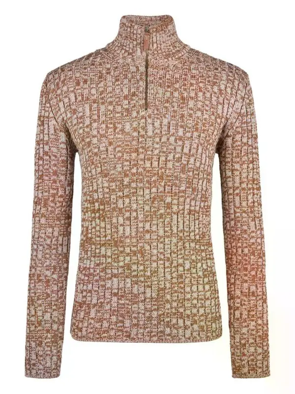 TOD'S Ribbed Half-zip Sweater - Brown
