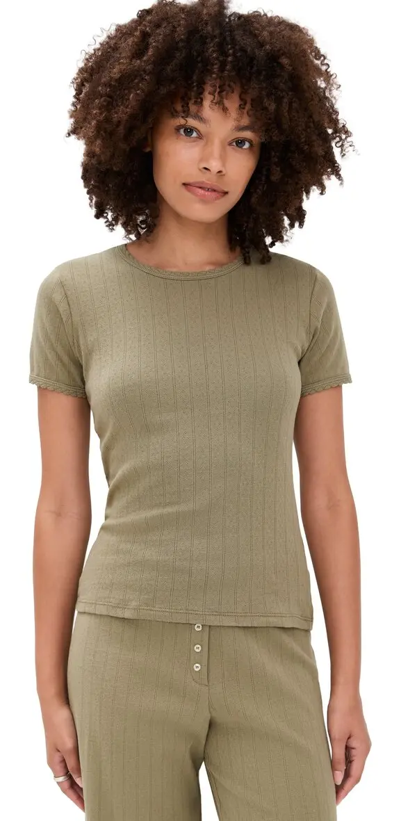 LESET Pointelle Slim Fit Tee