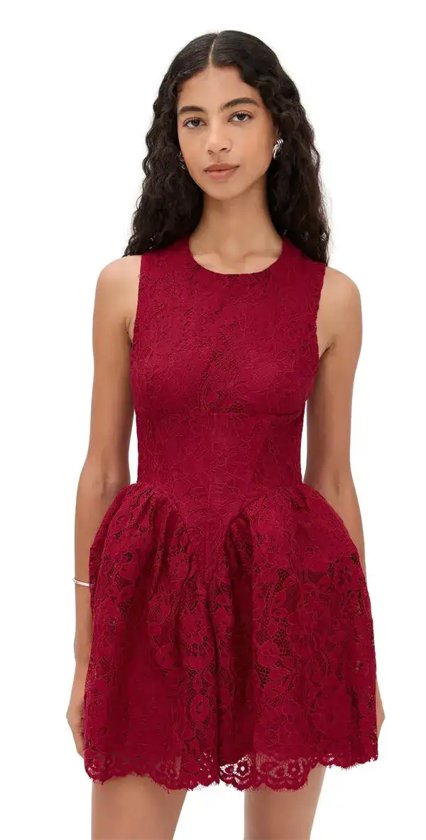 princess polly baby blue dress Bardot Luisa Lace Mini Dress In Burgundy - 75% Off