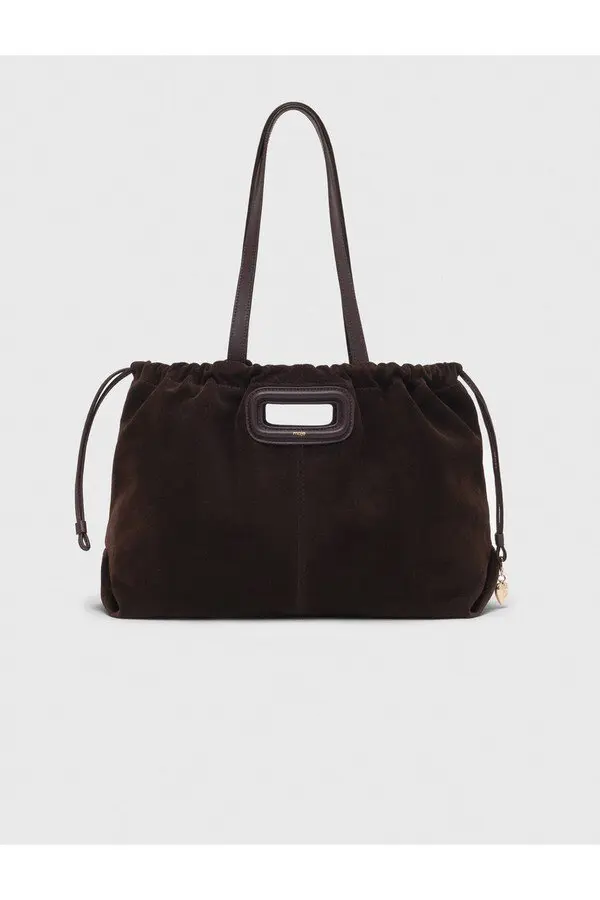 Maje Suede Leather M Tote Bag - Brown