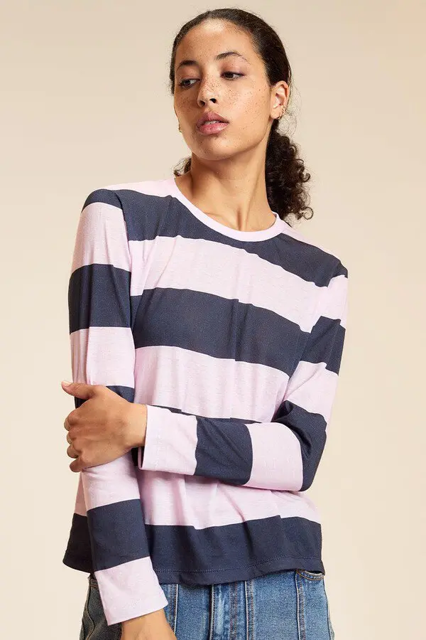 Cynthia Rowley Long Sleeve Everyday Tee - Stripe