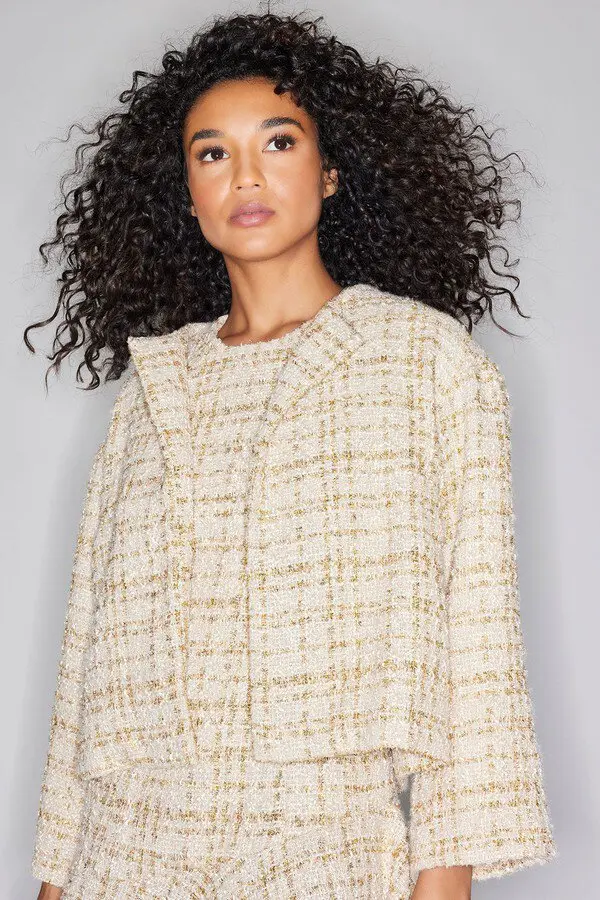 Natori Sparkle Tweed Cropped Jacket