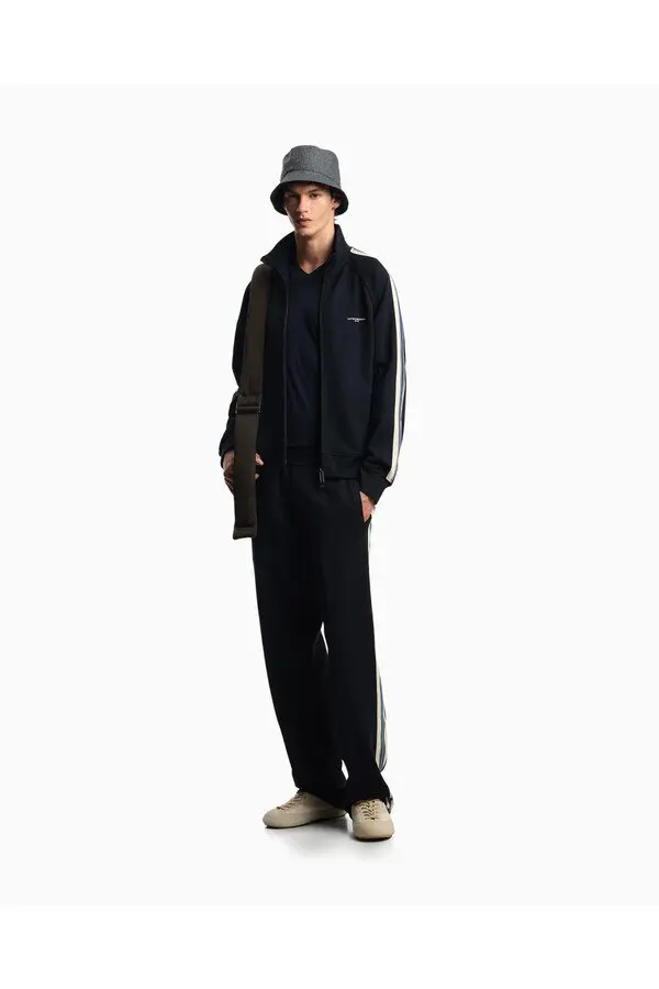 Emporio Armani Full-zip Jersey Sweatshirt With Contrasting Bands