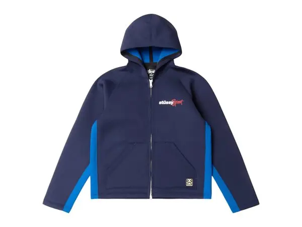 StÜssy X Wales Bonner Neoprene Hoodie - Navy Blue