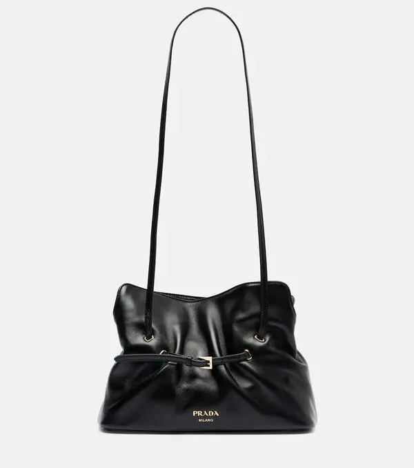 Prada Small Leather Shoulder Bag - Black