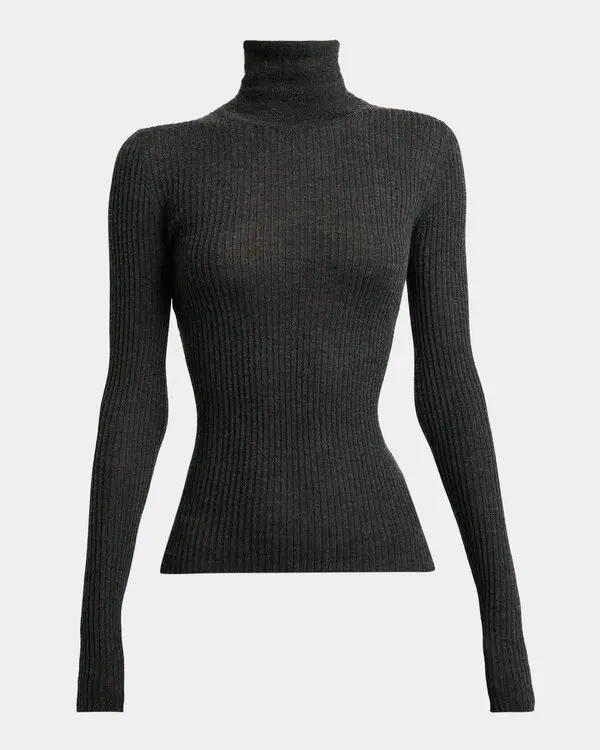 Gabriela Hearst Peppe Cashmere Silk Turtleneck Sweater - Charcoal
