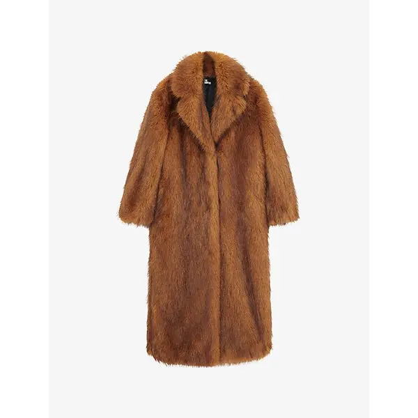 The Kooples Single-breasted Longline Faux-fur Coat