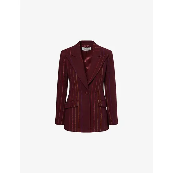 Gabriela Hearst Leiva Stripe Brushed Cashmere-blend Blazer