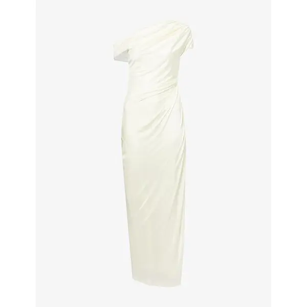 Galvan Cascading Off-the-shoulder Satin Maxi Dress