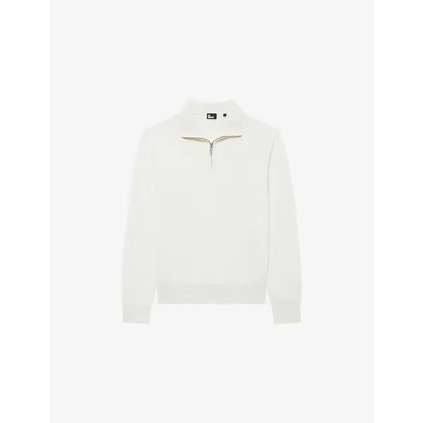 The Kooples Brand-embroidered Wool-blend Half-zip Sweatshirt