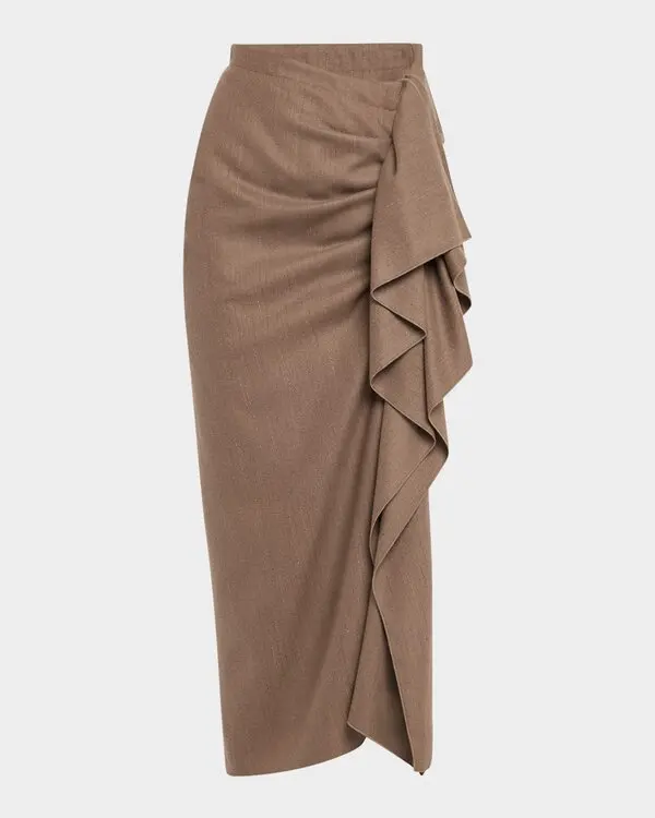 Fabiana Filippi Pinstriped Draped Midi Skirt