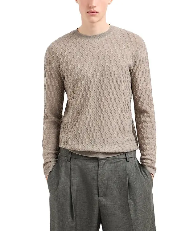 Emporio Armani Geometric Knit Wool Pullover - Beige