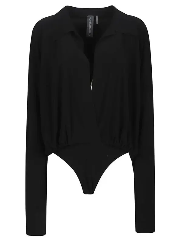 Norma Kamali Oversized Boyfriend Bodysuit Shirt