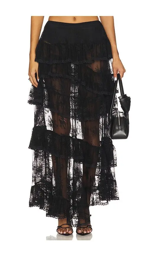 YUHAN WANG Lace Trimmed Maxi Skirt