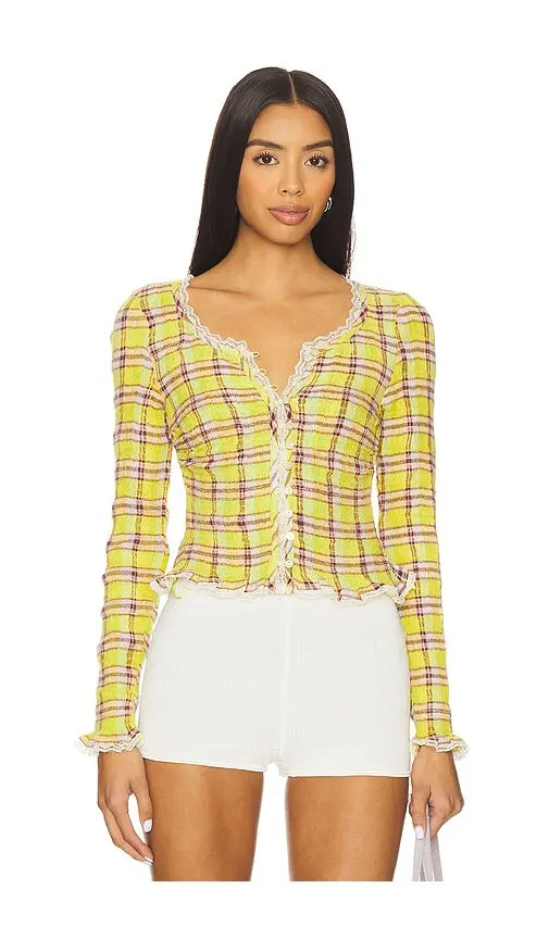 Free People X Elliot Smocked Top - Avocado Combo