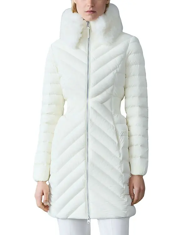 Mackage Shearling Collar Puffer Down Coat - Cream