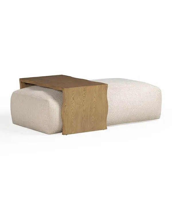 TOV FURNITURE Spencer Performance Basketweave Ottoman With Bridge Table