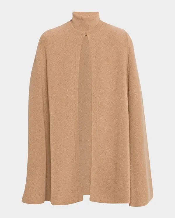 Sofia Cashmere Double-face Turtleneck Cape - Camel