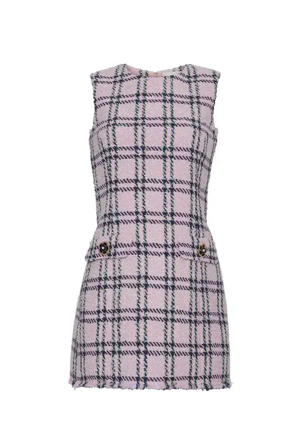 Cara Cara Posie Dress 10 / Pink Green Boucle Plaid