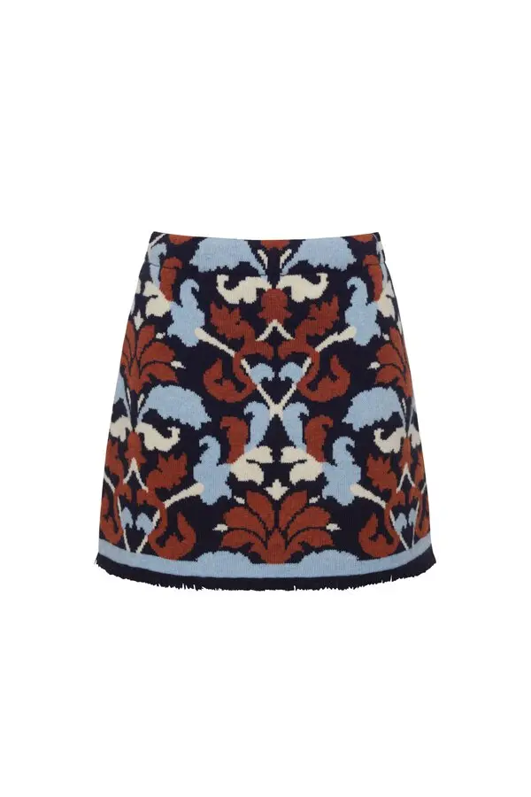 Cara Cara Lilabeth Mini Skirt - Fleur Crest Blue