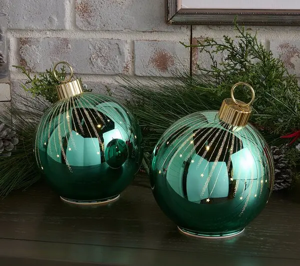 VALERIE PARR HILL Set Of 2 6' Starry Night High Shine Ornaments Valerie